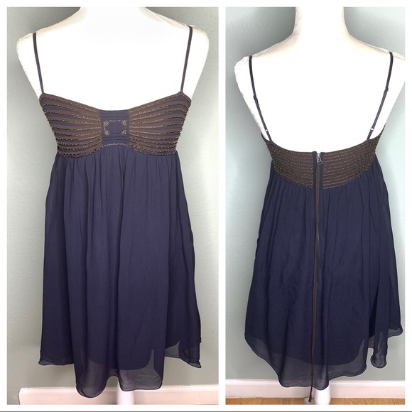 Leon Max | Dresses | Leon Max Silk Babydoll Umpire Waist Beaded Dress ...